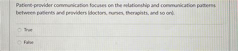 Solved Patient Provider Communication Focuses On The