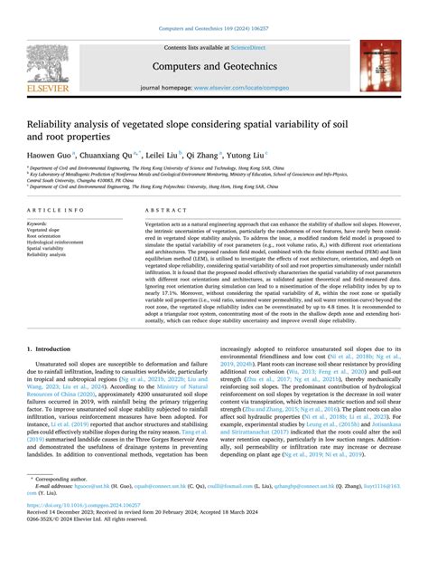 Pdf Reliability Analysis Of Vegetated Slope Considering Spatial