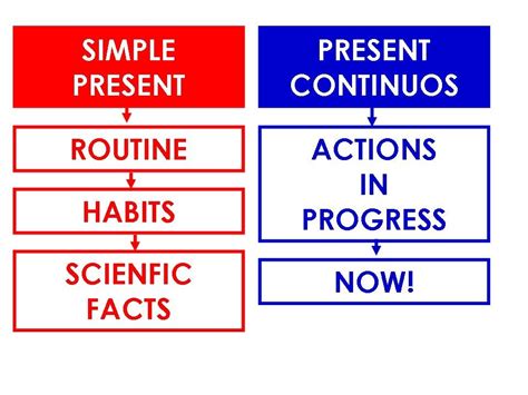 Present Simple Vs Present Continuous Ele08 Diagram Quizlet