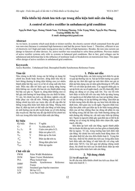 4 A Control Of Active Rectifier In Unbalanced Grid Condition Pdf