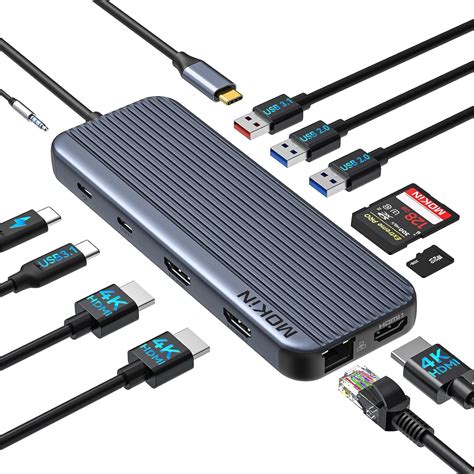 USB C Docking Station 3 HDMI 12 In 1 Triple Monitor Display Laptop Docking Station Dual