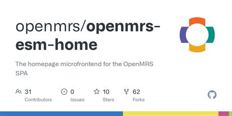 Github Openmrsopenmrs Esm Home The Homepage Microfrontend For The