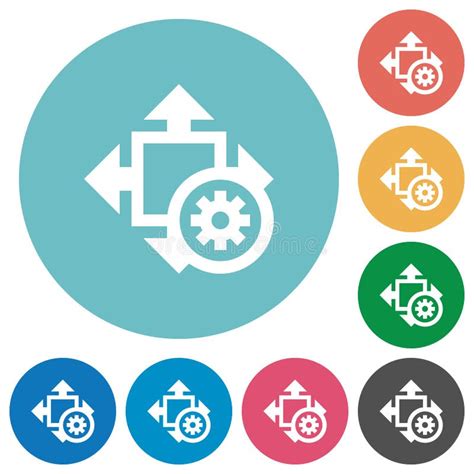 Flat Size Settings Icon Set On Round Color Background Stock Vector Illustration Of Extend