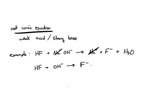 Solved In The Net Ionic Equation For The Reaction Between A Weak Acid And Strong Base What Are