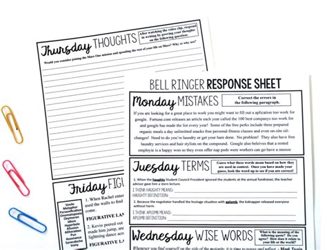 7 Bell Ringer Ideas For Middle And High School English Presto Plans