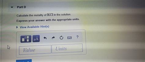part c calculate the molarity of kcl in the solution