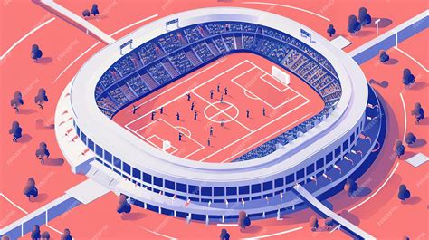 Minimalist Flat Design Of A Stadium With Cheering Crowds Representing