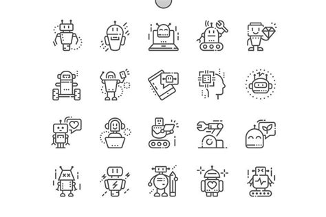 Robots Line Icons Robots Line Icons Line Icon Icon Sticker Graffiti