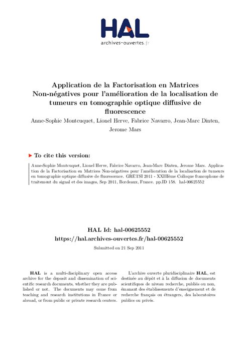 Pdf Application De La Factorisation En Matrices Non Négatives Pour L
