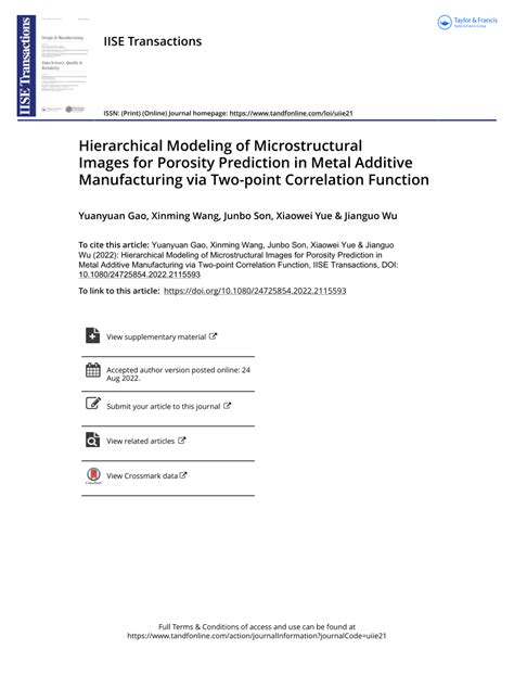 PDF Hierarchical Modeling Of Microstructural Images For Porosity