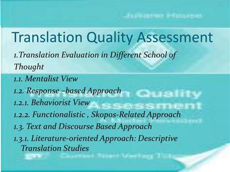 Translation Of Translation Quality Assessment
