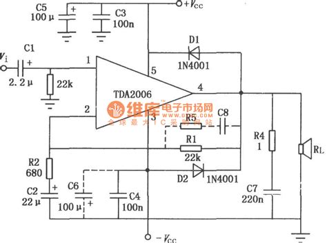 10W Audio Power Amplifier TDA2006 Typical Application Circuit Diagram Audio Circuit Circuit