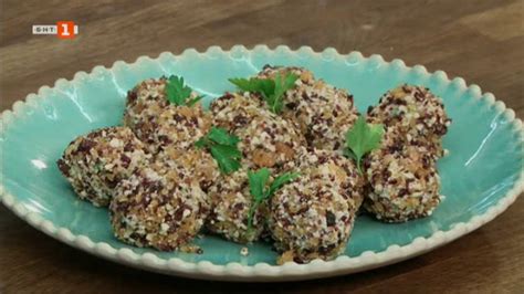 Солени бонбони с крема сирене и ядки и парфе с черешово сладко Българска национална телевизия