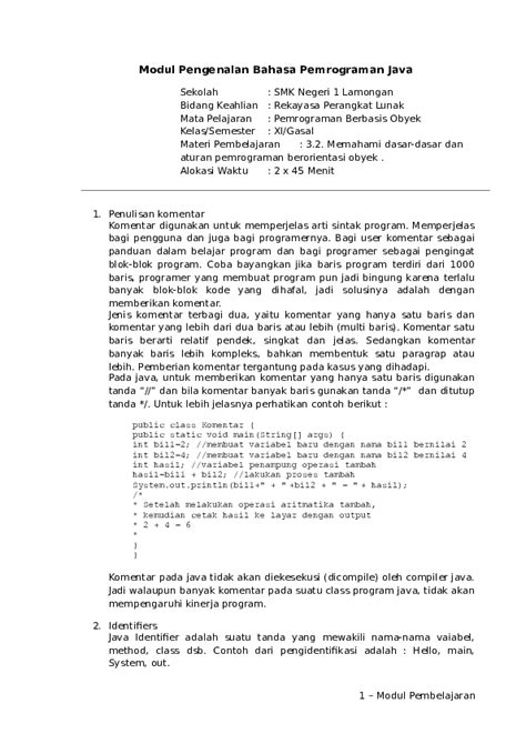 Doc Modul Pemrograman Berbasis Objek 1