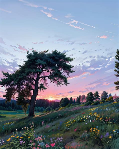 Закат в лесу Лес иллюстрация Закаты Лес пол