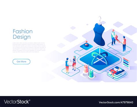 Fashion Design Isometric Landing Page Template Vector Image