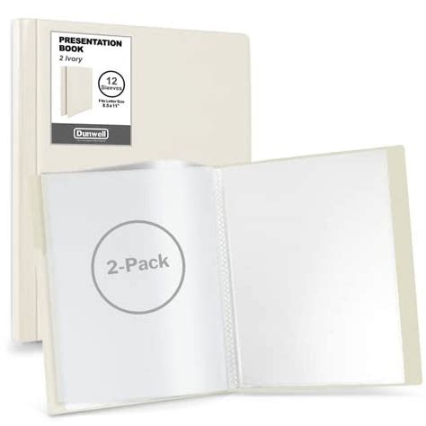Dunwell Binders With Plastic Sleeves 12 Pocket 2 Pack Ivory