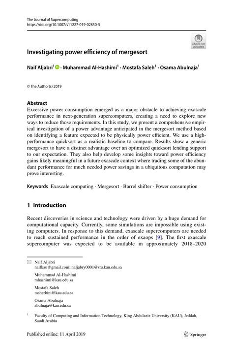 pdf investigating power efficiency of mergesort