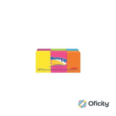 Nota Adhesiva Memotip Janel 1 5x2 Color Neon Con 12 Blocks Oficity