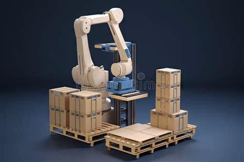 Palletizing Robot With Multiple Pallets And Boxes Preparing For