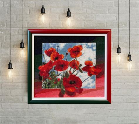 Вишита картина «маки — ціна 13600 грн у каталозі Картини Купити товари