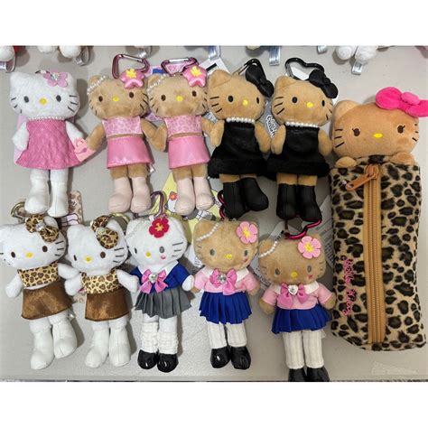 （補貨 ️）全新 在台現貨 黑皮 豹紋 長腿kitty 三麗鷗 愛心釦 娃娃掛件 蝦皮購物