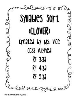 Syllable Sort By Msvice Teachers Pay Teachers