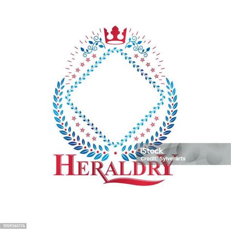 그래픽 심볼 로얄 크라운 요소 및 월계관 화 환으로 구성 팔의 문장 학 외 투 장식 기호 고립 벡터 일러스트 레이 션 골동품에 대한 스톡 벡터 아트 및 기타 이미지 Istock