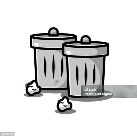 벡터 가비지 일러스트 디자인 윤곽선이 있는 쓰레기는 스티커 아이콘 마스코트 로고 클립 아트 및 기타 그래픽 용도에 적합합니다 거리에 대한 스톡 벡터 아트 및 기타 이미지