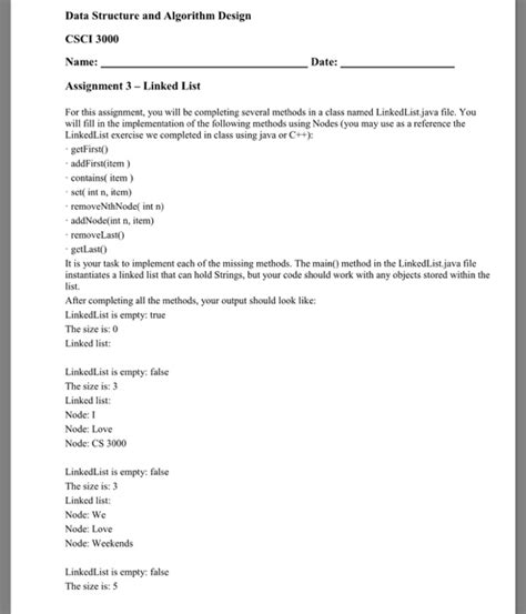 Solved Data Structure And Algorithm Design Csci 3000 Name