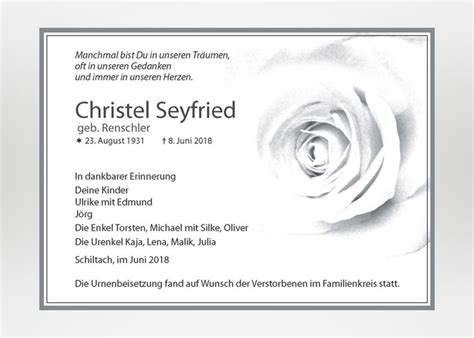 Traueranzeigen Mit Symbolmotiven Den Tod Anzeigen