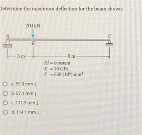 Solved Determine The Maximum Deflection For The Beam Shown Chegg