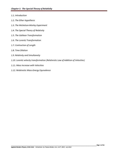 Ch 1 The Special Theory Of Relativity Ed Pdf Special Relativity