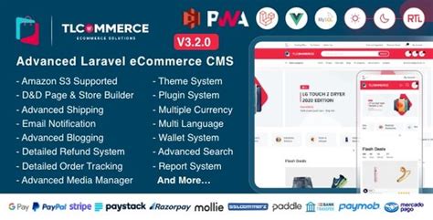 tlcommerce v3 2 0 nulled laravel and vuejs powered ecommerce cms with pwa php script