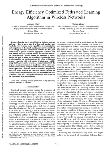 Shen 和 Zhang 2023 Energy Efficiency Optimized Federated Learning Alg Pdf