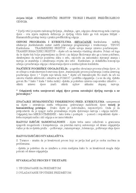 Arijana Miljak HumanistiČki Arijana Miljak HumanistiČki Pristup