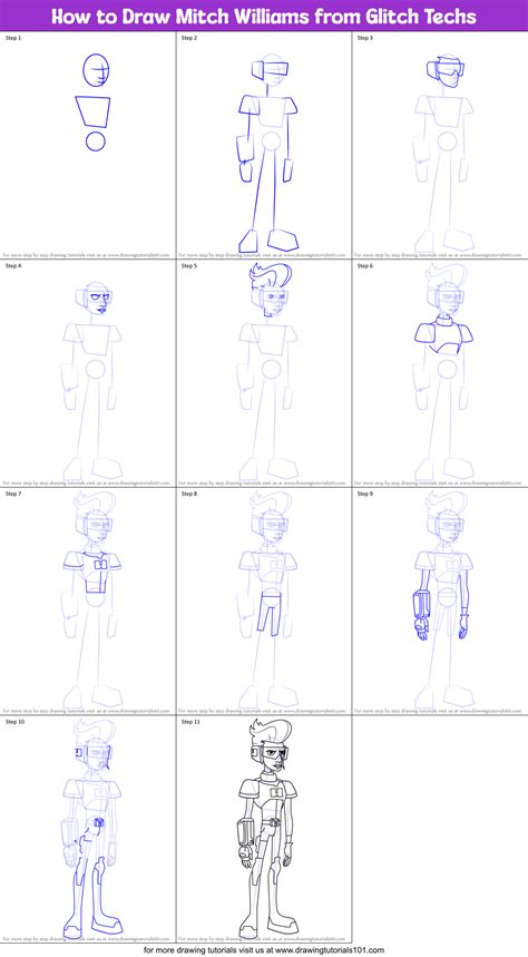 How To Draw Mitch Williams From Glitch Techs Glitch Techs Step By Step