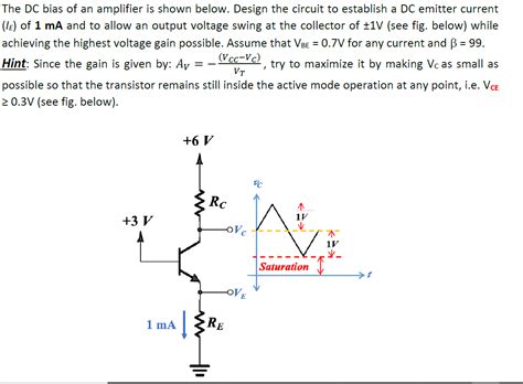 Solved The DC Bias Of An Amplifier Is Shown Below Design Chegg Com