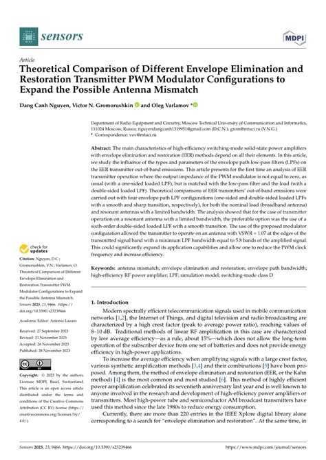 Pdf Theoretical Comparison Of Different Envelope Elimination And Restoration Transmitter Pwm