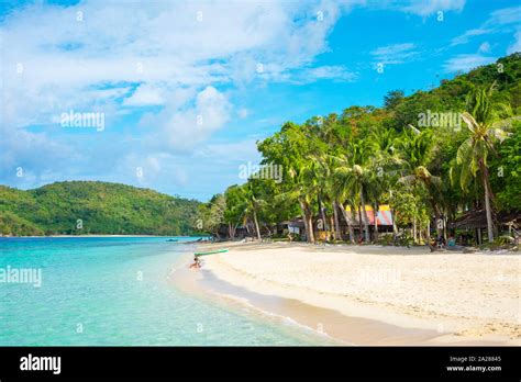 White Sand Beach At Banana Island Coron Palawan Philippines Stock