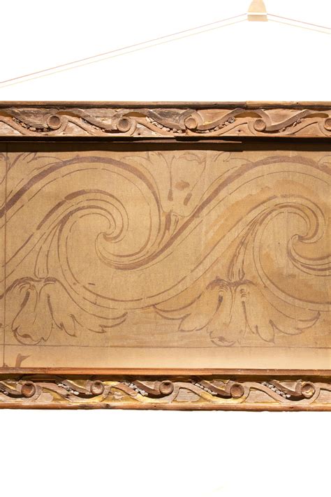 Italian Spolvero Rococo Scroll Print On Canvas With An Fragment Scroll Frame For Sale At 1stdibs
