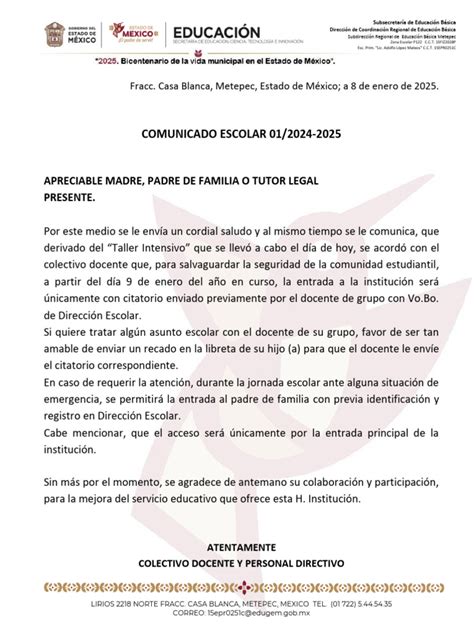 Comunicado Escolar Pdf