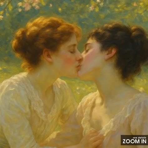 Victorian Sapphic Kiss Romantic Lesbian Fine Art Print Etsy