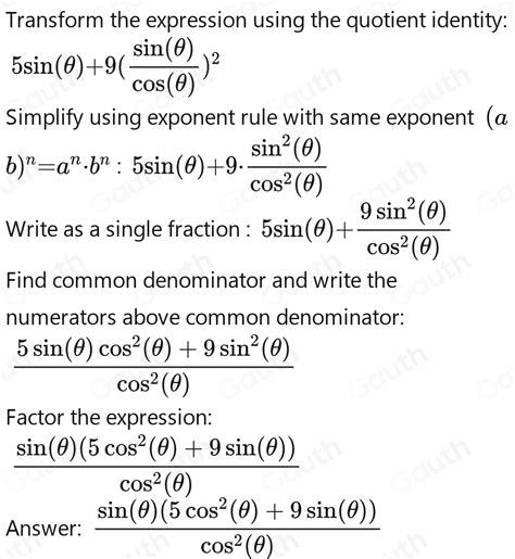 solved 5sin θ 9tan 2θ [math]