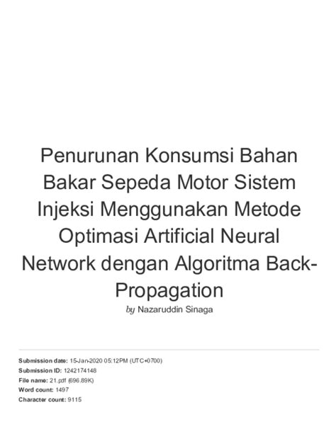 Pdf Penurunan Konsumsi Bahan Bakar Sepeda Motor Sistem Injeksi Menggunakan Metode Optimasi