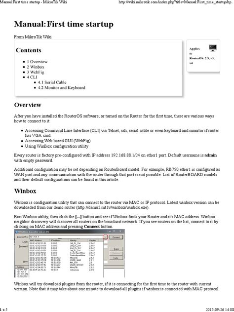 Mikrotik Router First Startup Guide Pdf Command Line Interface Router Computing