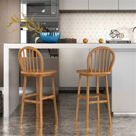 Costway 30 2 Pieces Height Wodden Bar Stools With Backrest Kitchen Oasis