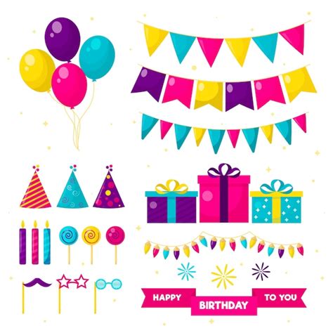 선물 및 풍선 생일 장식 무료 벡터