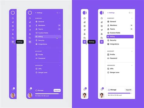 侧边栏导航 — 无标题 Ui 菜单 最小导航 导航菜单导航 产品设计 紫色侧边导航 侧边栏导航 Sidenav Ui 设计 用户界面 用户界面设计 花瓣网