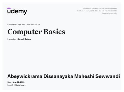 Completed Computer Basics Course On Udemy 🚀💻 Learned A Lot Maheshi Abeywickrama Posted On